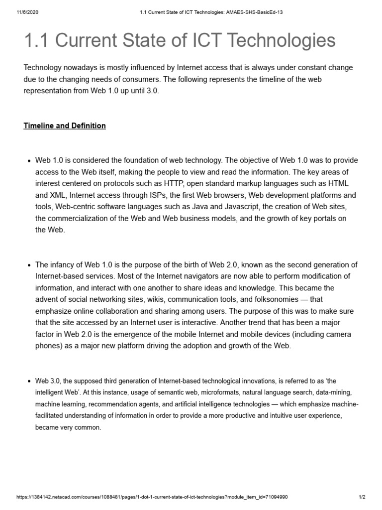 1.1 Current State of ICT Technologies_ AMAES-SH | PDF | World Wide Web ...
