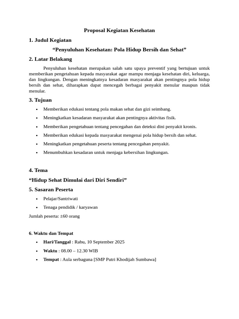 Proposal Kegiatan Kesehatan | PDF