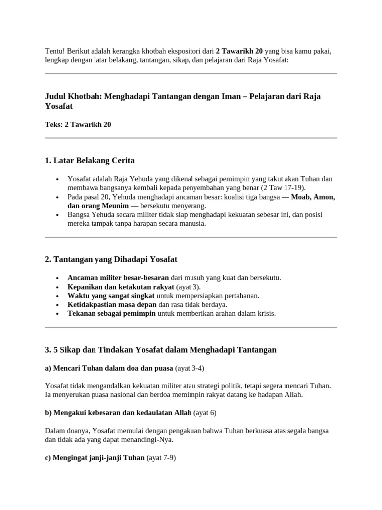 Pelajaran Kepemimpinan dari Yosafat | PDF