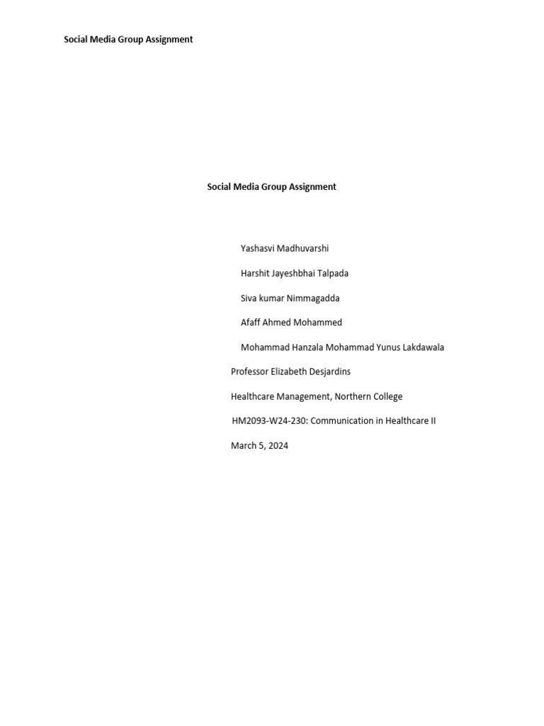 Social Media Group Assignment Overview | PDF | Social Media | Popular ...