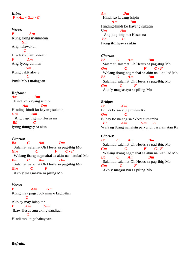 Salamat Salamat Chords | PDF