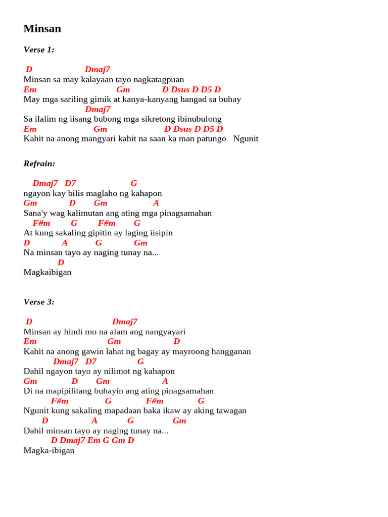 Minsan Chords | PDF
