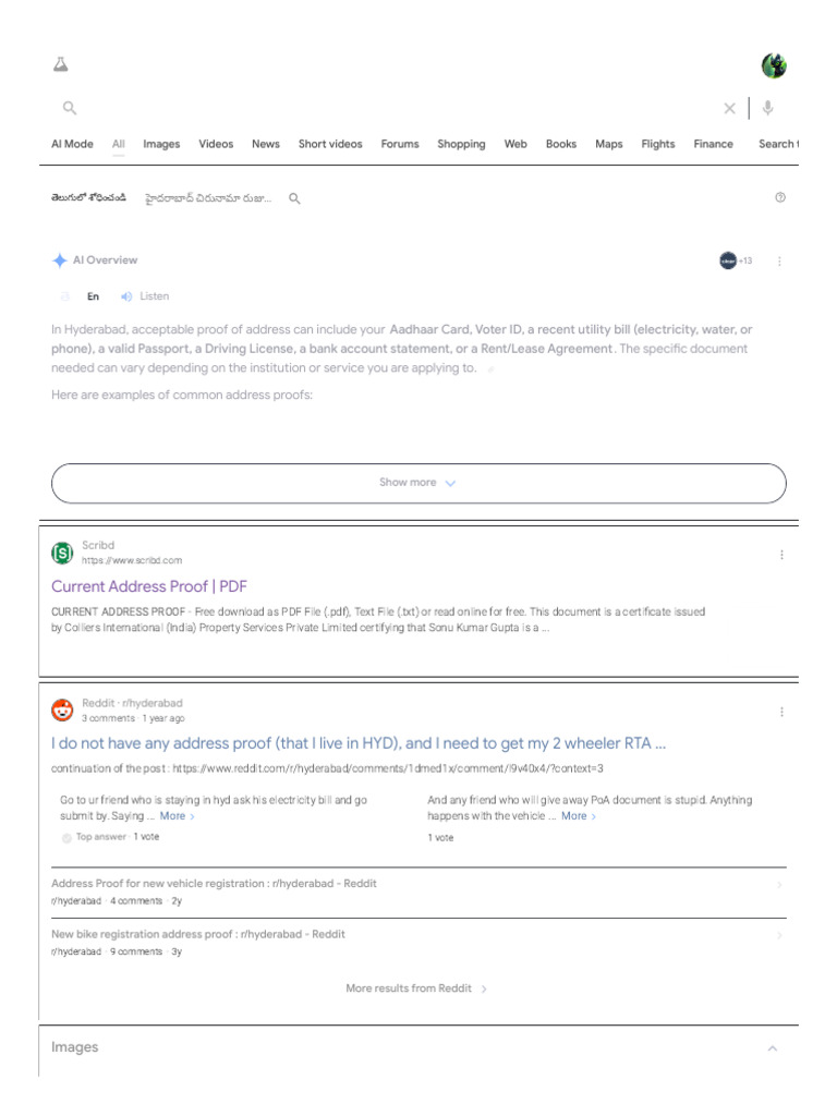 Example of Address Proof Hyderabad - Google Search | PDF
