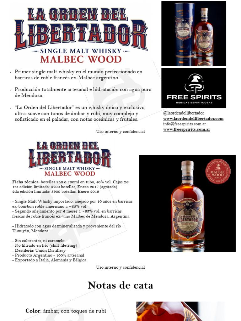 Ficha Tecnica Whisky La Orden Del Libertador - Malbecwood Esp. Final | PDF