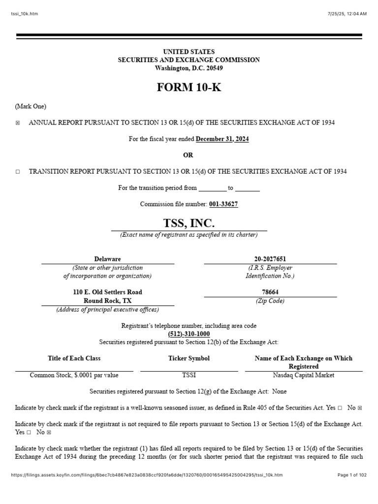 2024 K 10K Tssi - 10k | PDF | Data Center | Form 10 K