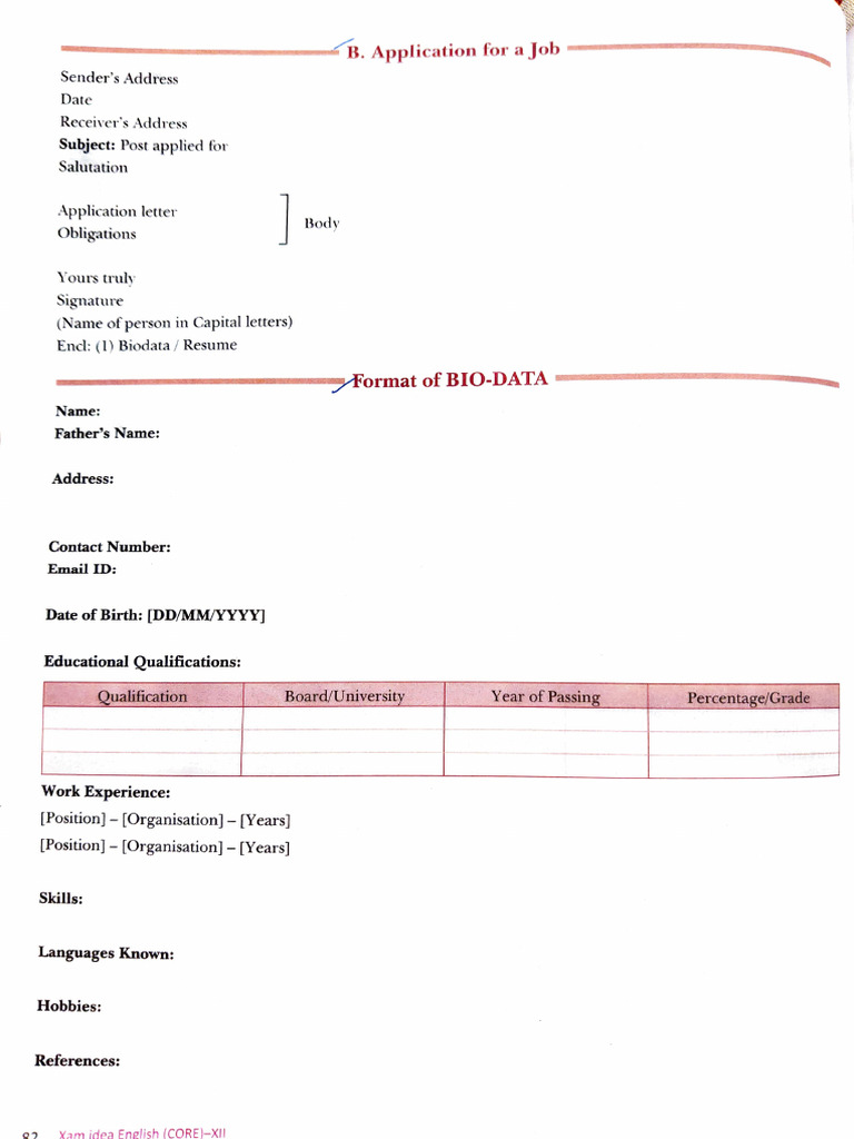 Application For Job and Biodata | PDF