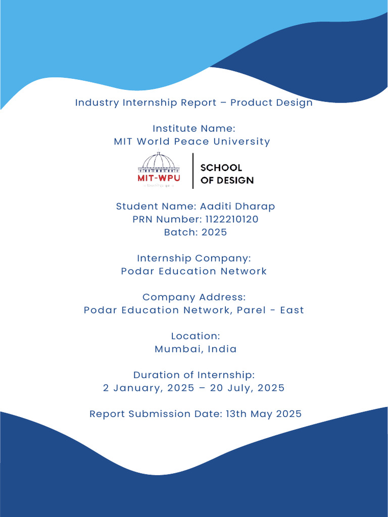 Product Design Internship Report at Podar | PDF | Curriculum | Design