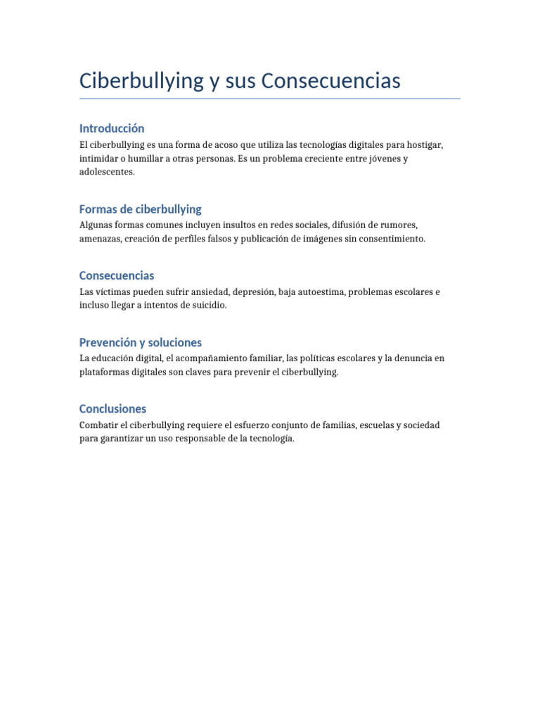 Reporte 6 - Ciberbullying y Sus Consecuencias | PDF