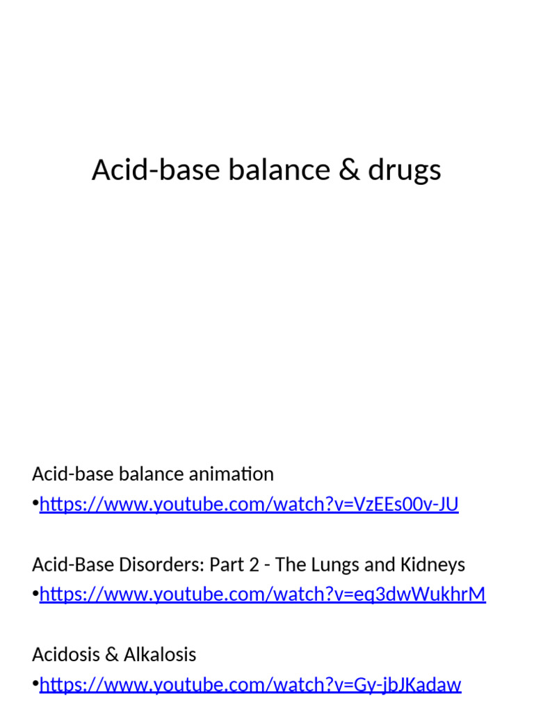 Acid-Base Drugs Lecture | PDF | Physiology