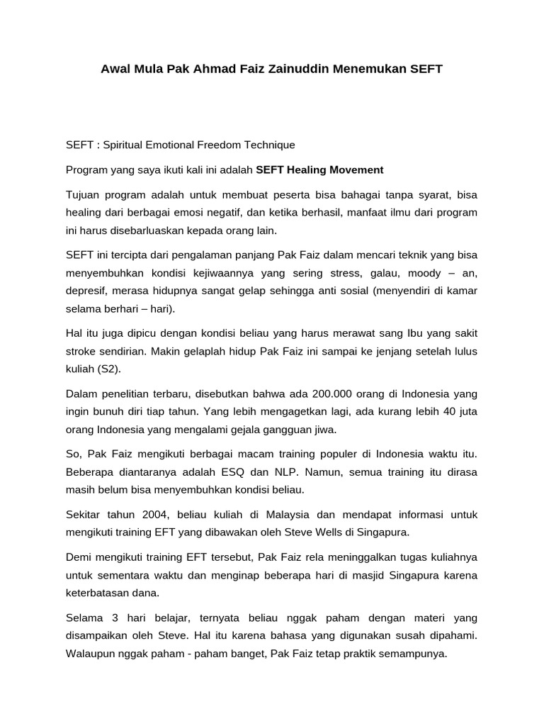 Sejarah SEFT Part 1 | PDF