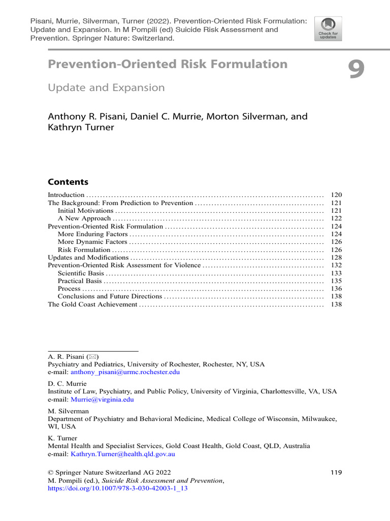 Prevention-Oriented Risk Formulation Update | PDF | Violence | Self Harm