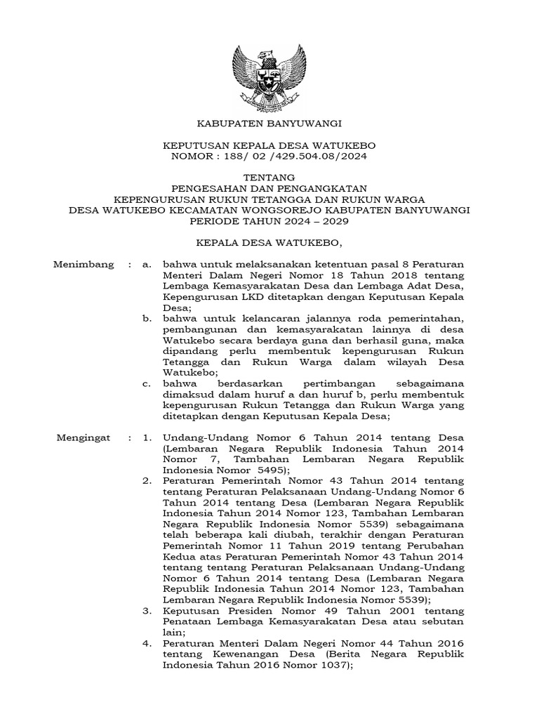 SK Pengangkatan RT_RW | PDF