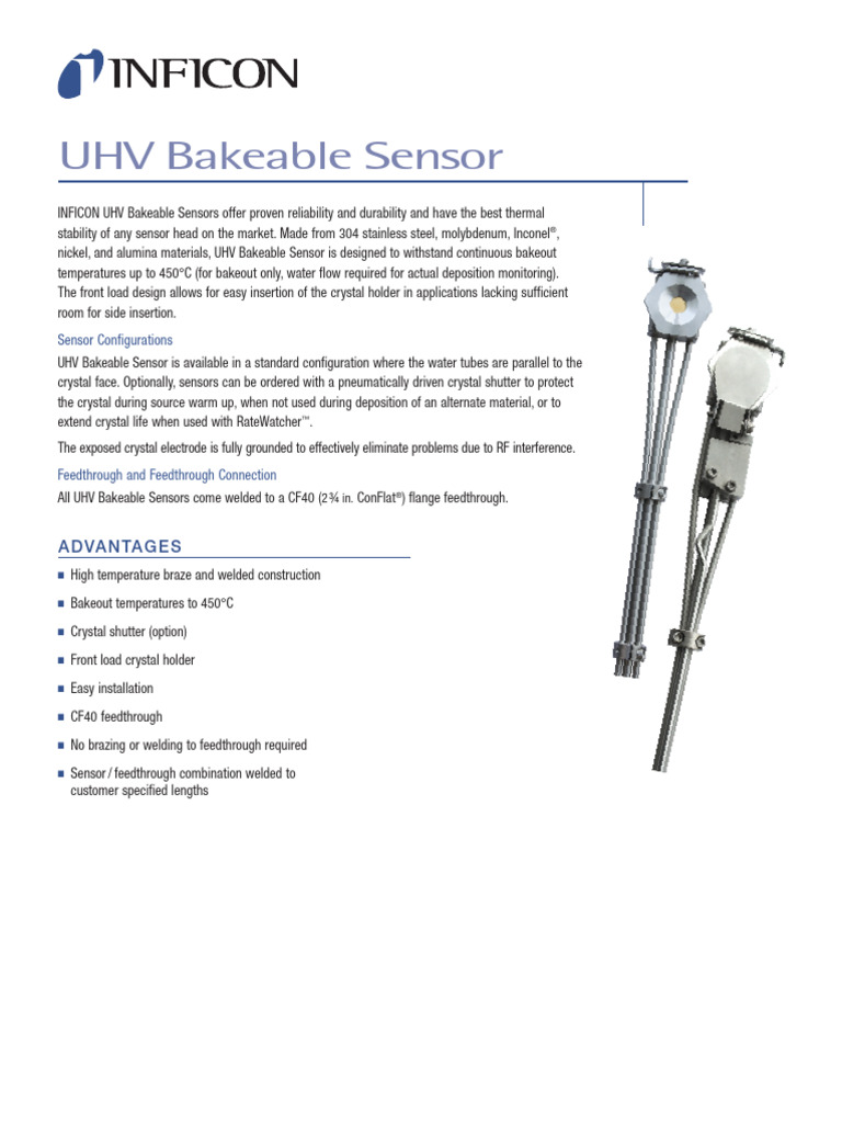 UHV Bakeable Sensor Specifications | PDF | Stainless Steel | Welding