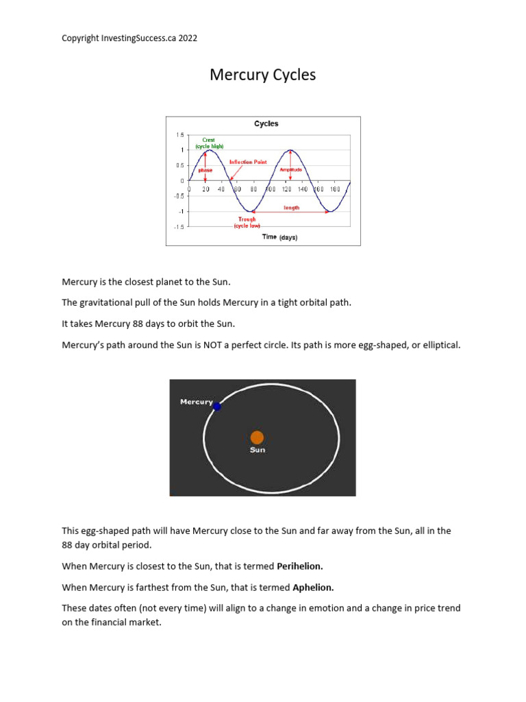 Mercury Cycles Supplemental Information | PDF | Apsis | Mercury (Planet)