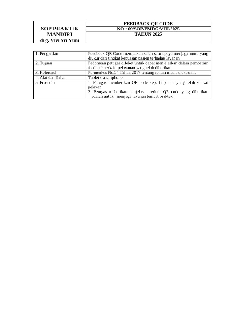 14. SOP Feedback QR | PDF