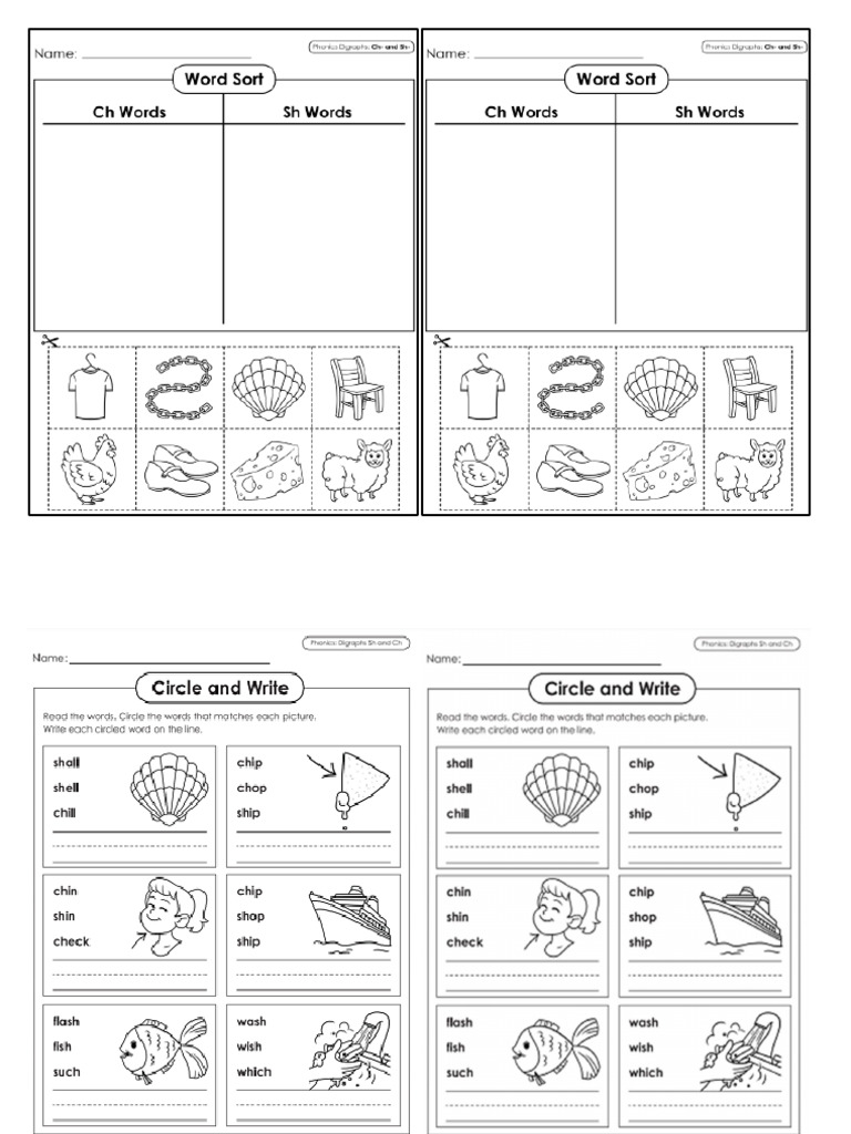 CH, SH Worksheet | PDF