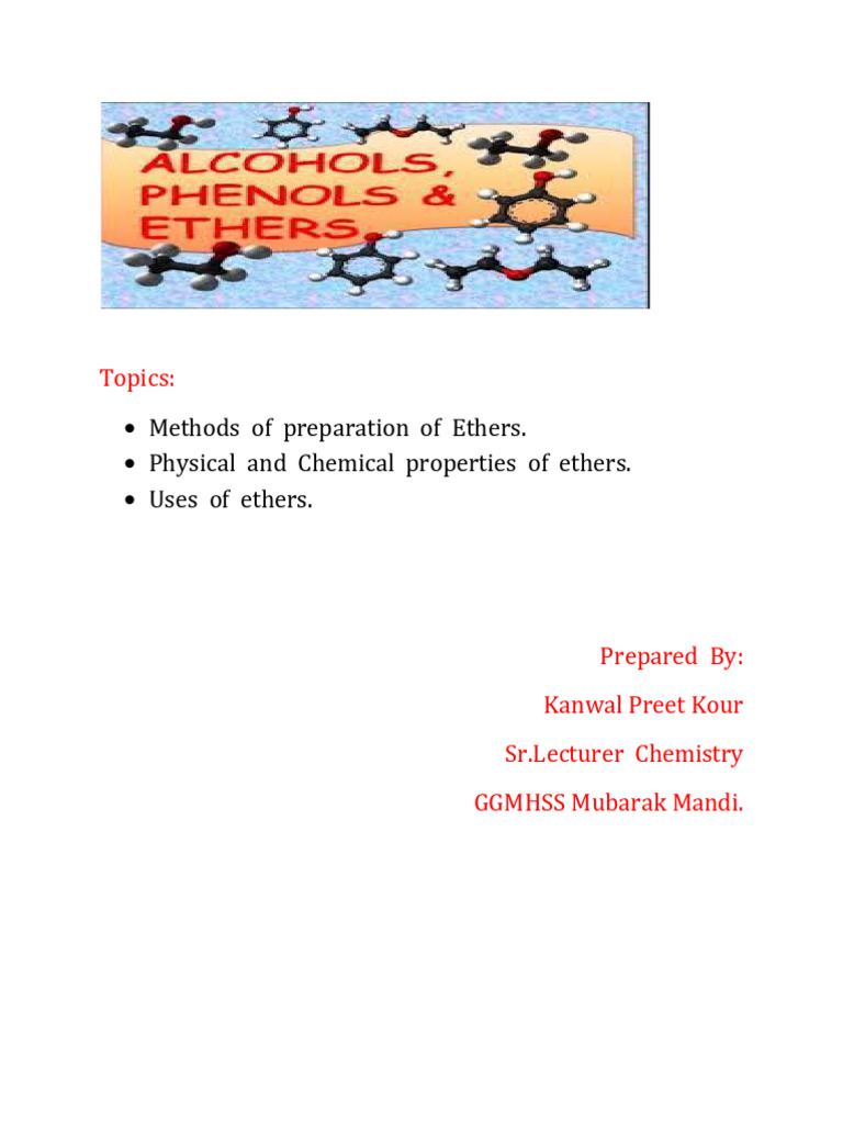 Ethers: Preparation, Properties, Uses | PDF | Ether | Chemical Polarity