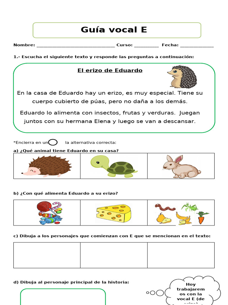 Vocal E: Actividades y Ejercicios | PDF