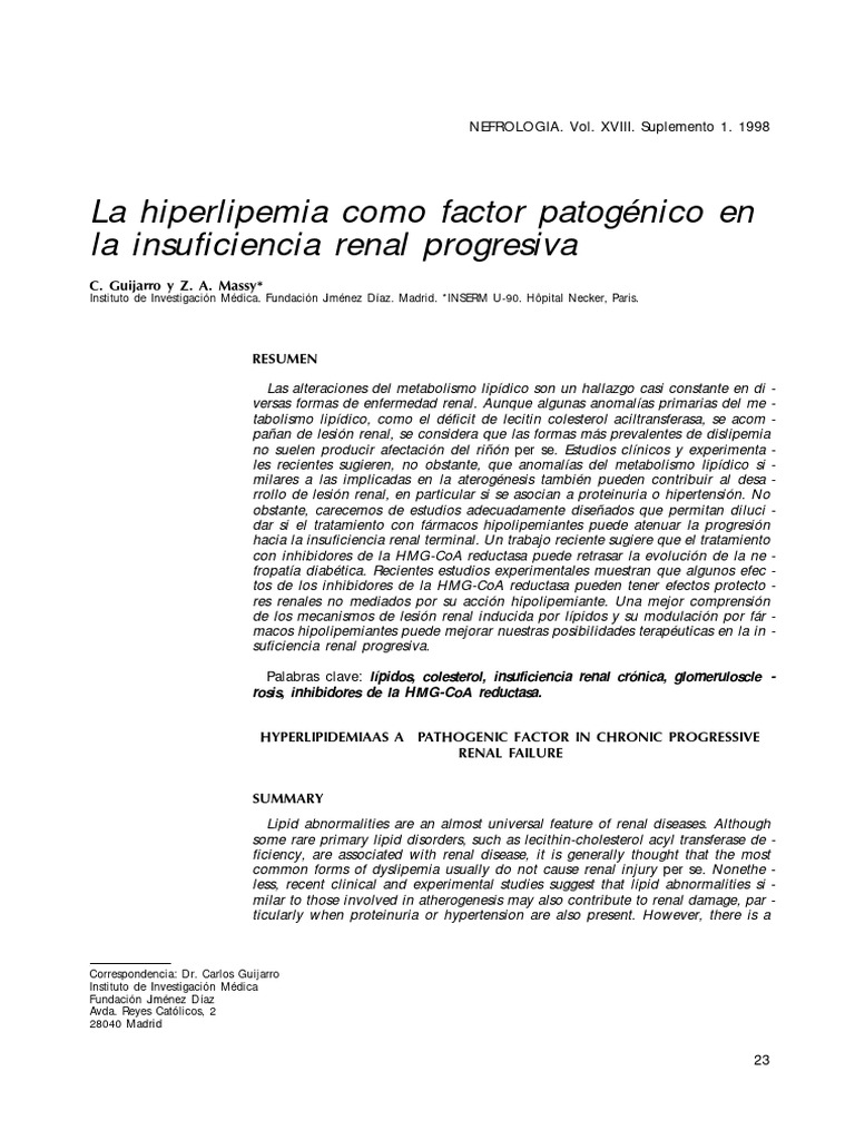 Hiperlipemia y Progresión Renal | PDF | Especialidades Medicas ...