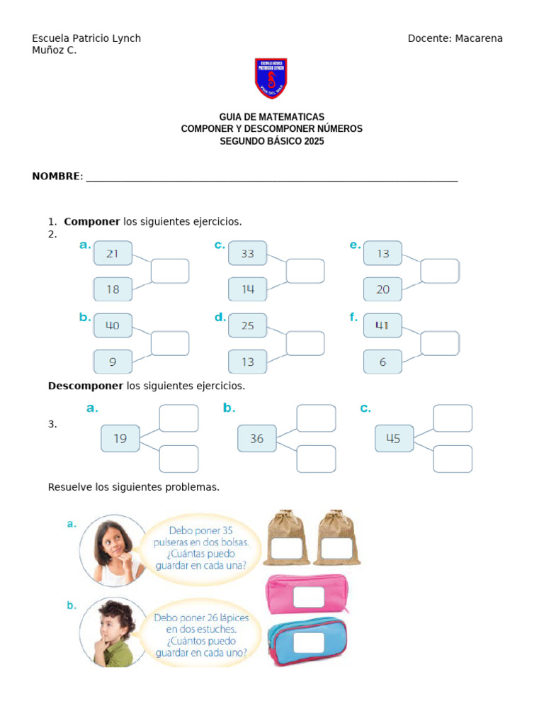 Guia para El Lunes Segundo Basico Descomponer y Componer Segundo | PDF