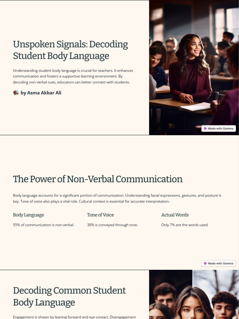 Unspoken Signals Decoding Student Body Language | PDF | Body Language ...