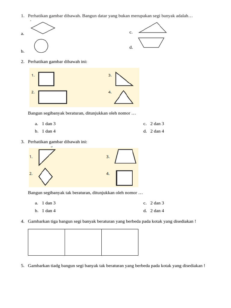 Bangun Datar: Segi Banyak dan Gambar | PDF