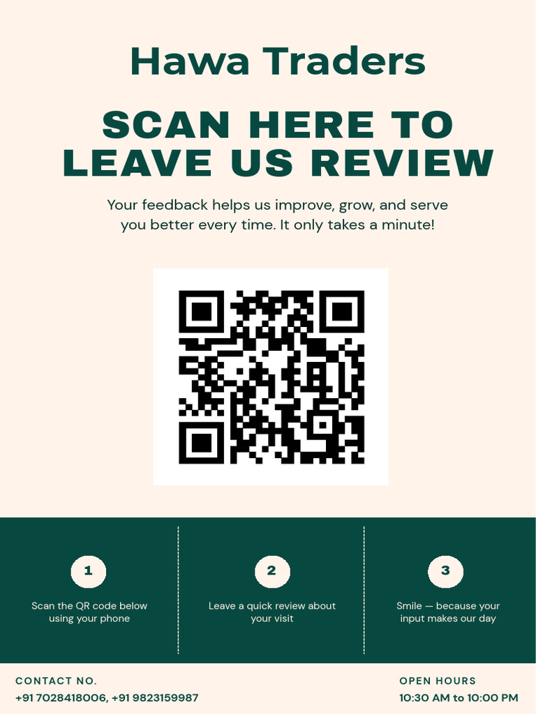 Green and Cream Minimalist QR Code Feedback Review A5 | PDF