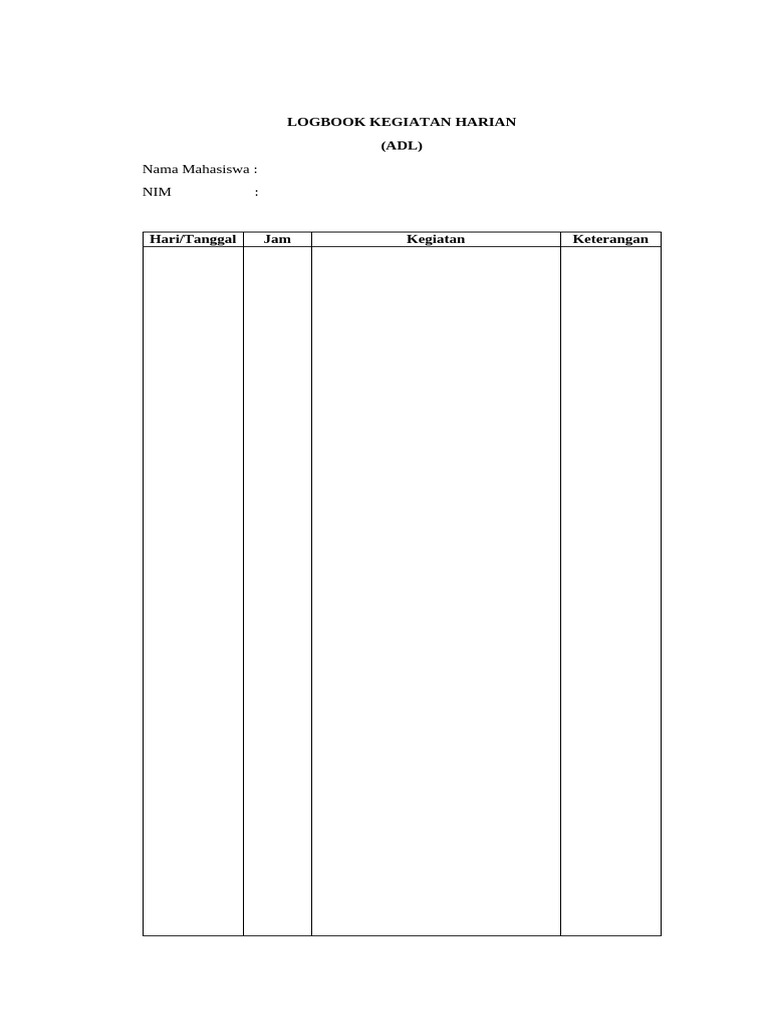 Logbook Kegiatan Harian | PDF