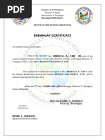 Barangay Clearance Certification Sample | PDF