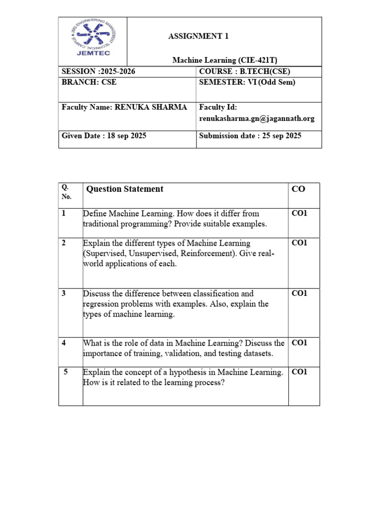 Machine Learning Assignment Guide | PDF