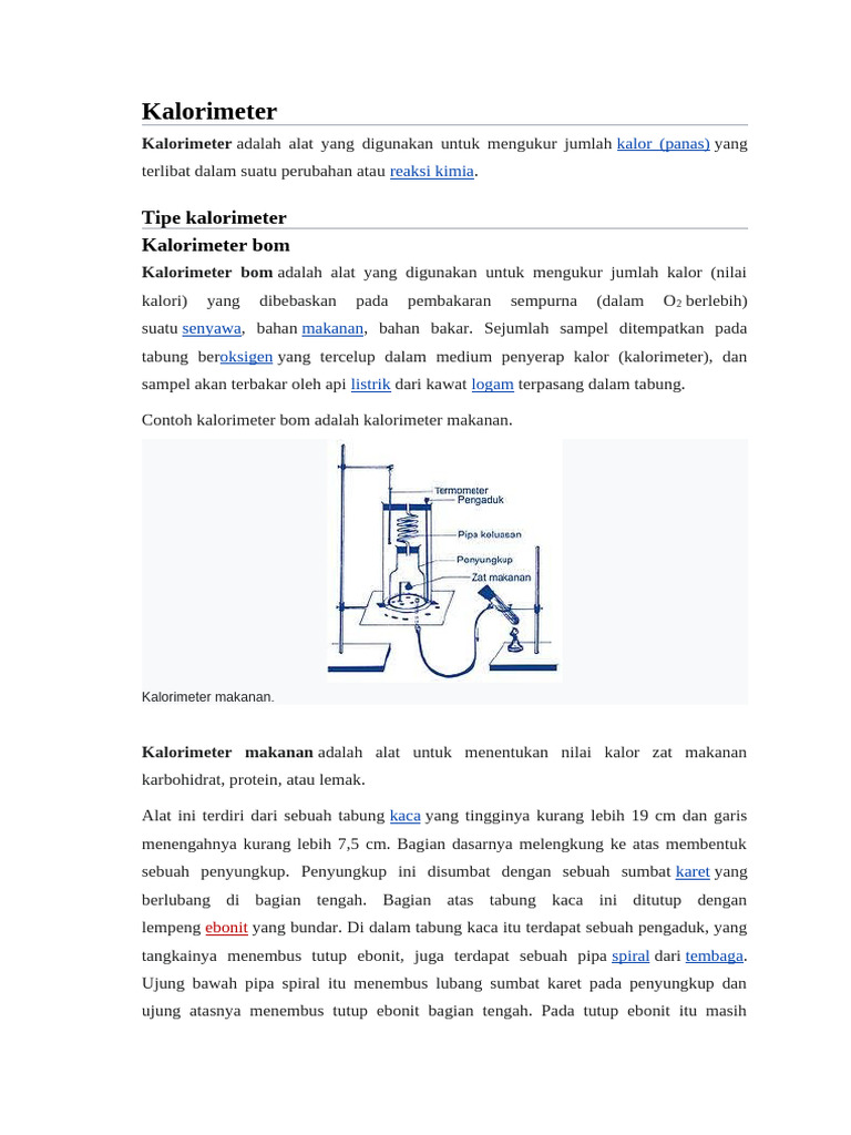 Kalorimeter: Alat Ukur Kalor Makanan | PDF
