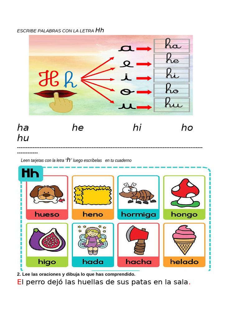 Escribe Palabras Con La Letra HH | PDF | Cocina | Alimentos