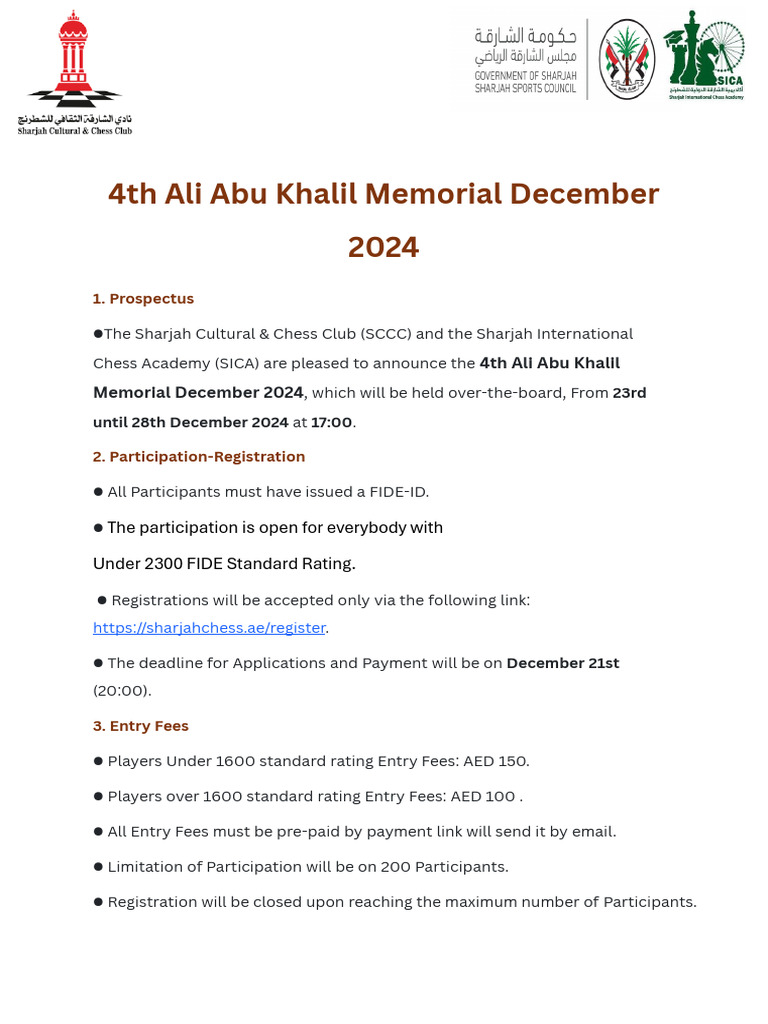 4th Ali Abu Khalil Memorial | PDF | Traditional Board Games | Chess