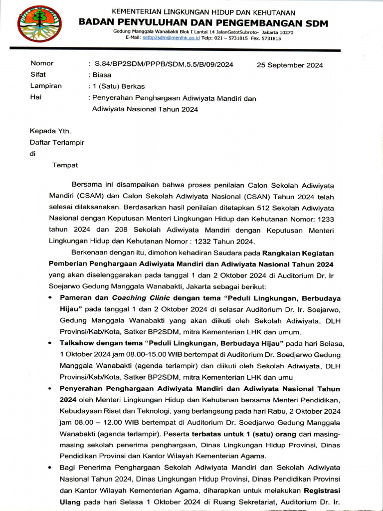 SK Adiwiyata 2024 | PDF