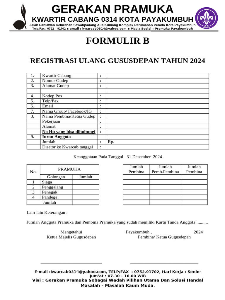 Form B Registrasi Ulang | PDF