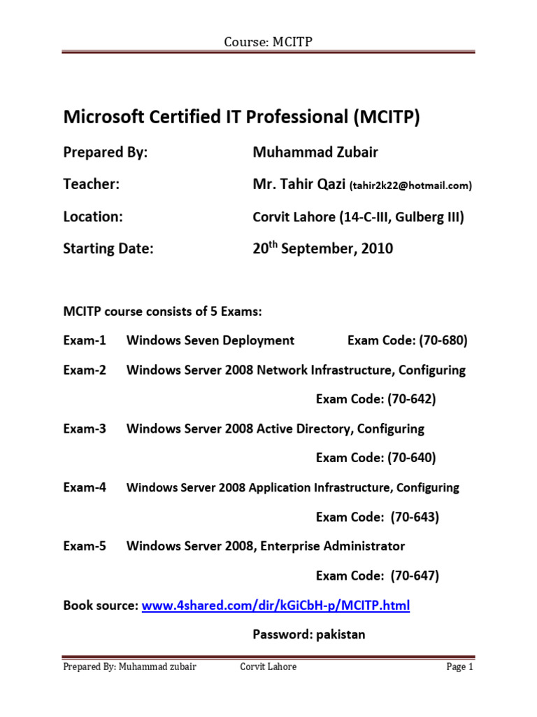 MCITP Course Overview and Details | PDF | Group Policy | Remote Desktop ...