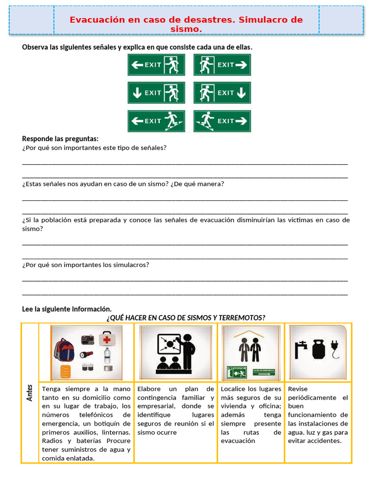 Señales y Simulacros de Evacuación | PDF