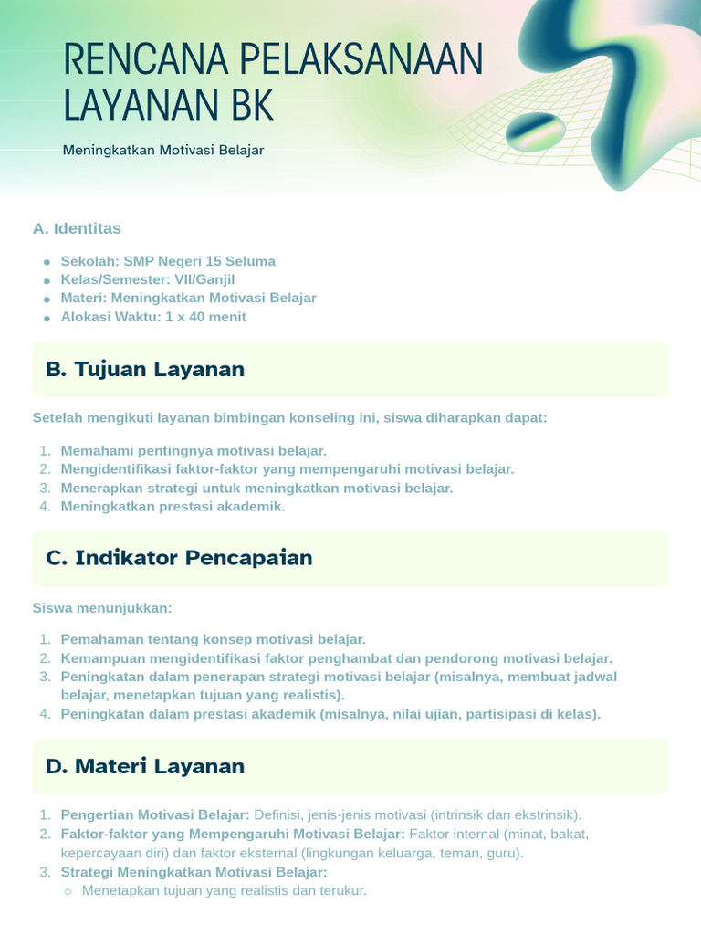 Rencana Pelaksanaan Layanan BK 20250904 053756 0000 | PDF
