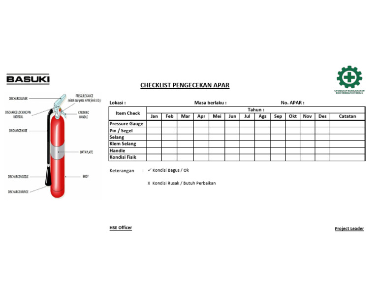 Form Checklist Pengecekan APAR | PDF