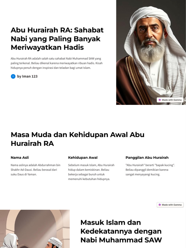 Abu Hurairah: Penghimpun Hadis Terbanyak | PDF