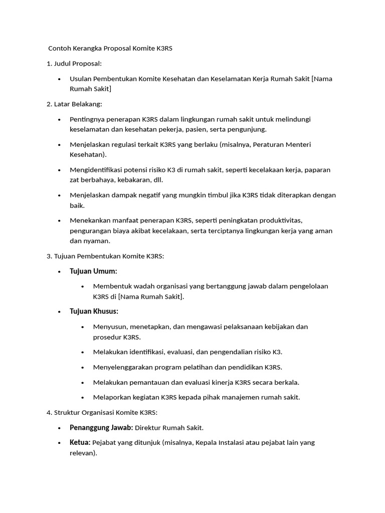Contoh Kerangka Proposal Komite K3RS | PDF