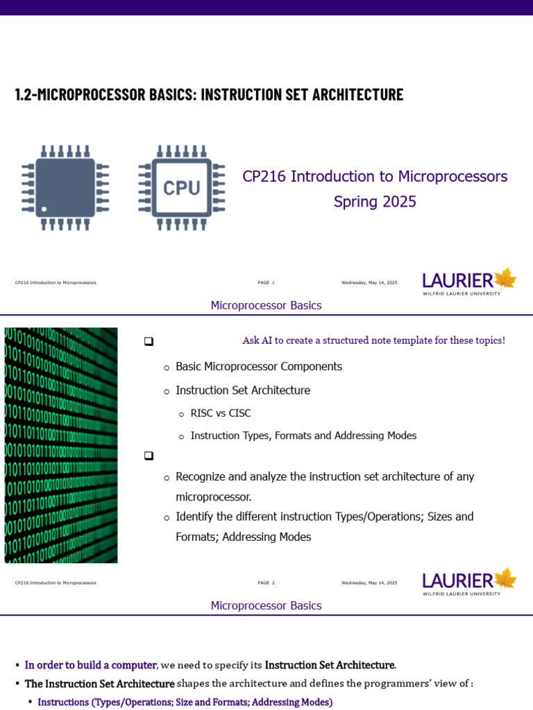 Microprocessor Instruction Set Overview | PDF | Central Processing Unit ...