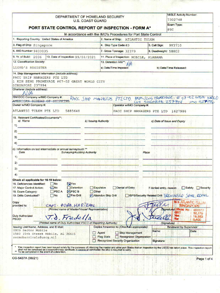 115 - USCG Report Sept 8, 2021 | PDF