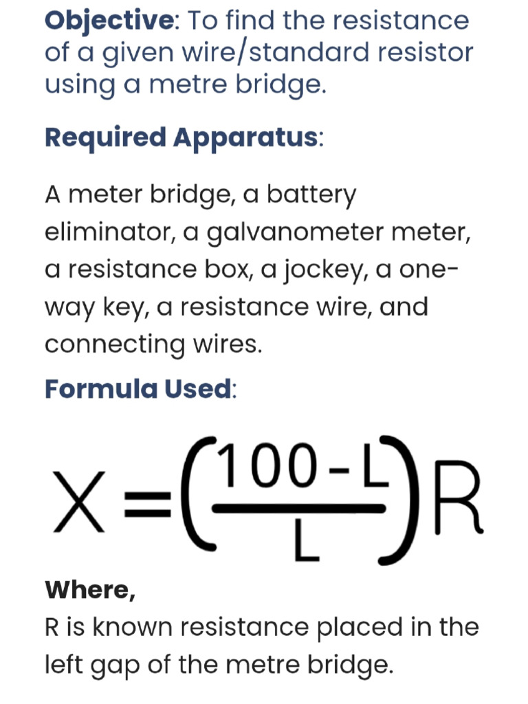 Experiment Metre Bridge | PDF | Electricity | Electromagnetism