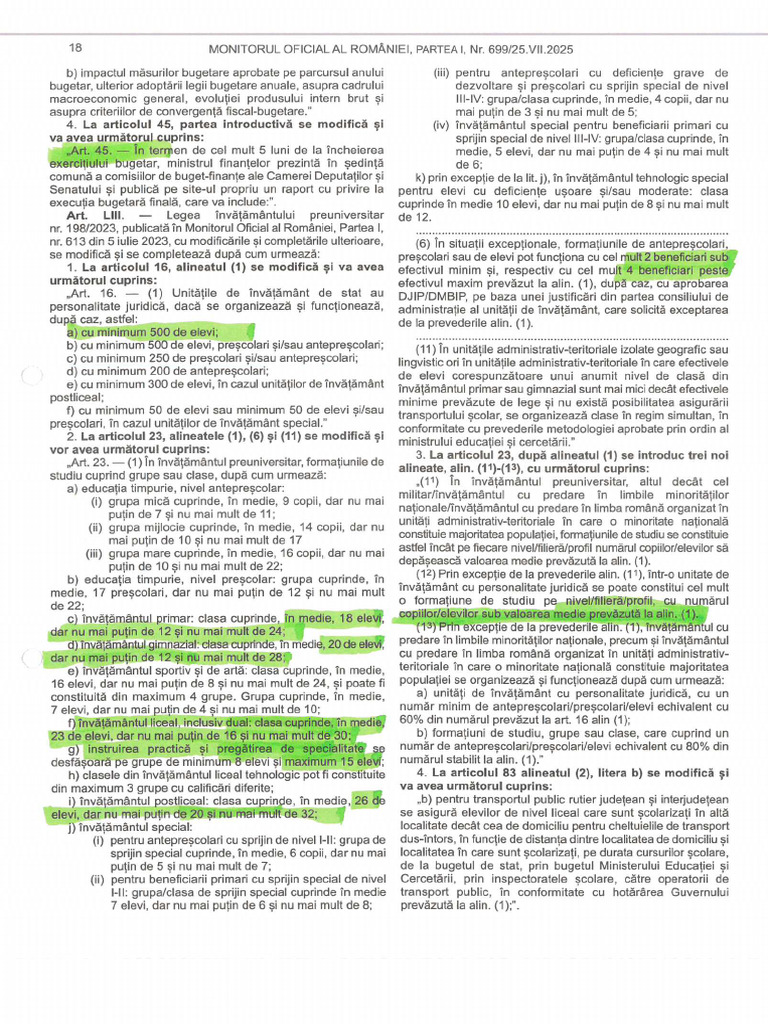 Modificari Invatamant 01.09.2025 | PDF