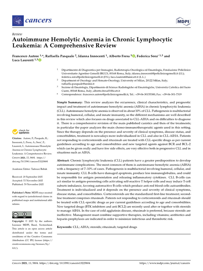 Anemia Hemolítica Autoinmune en Leucemia Linfocítica Crónica | PDF ...