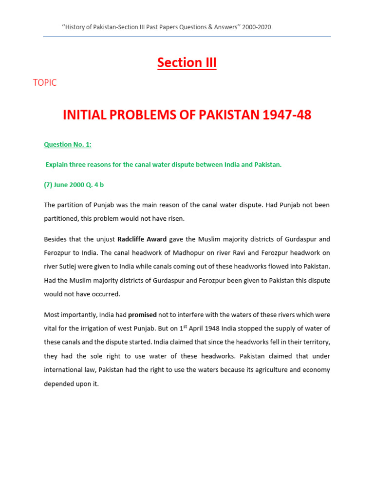 Pakistan History: Key Issues 1947-2000 | PDF | Partition Of India ...