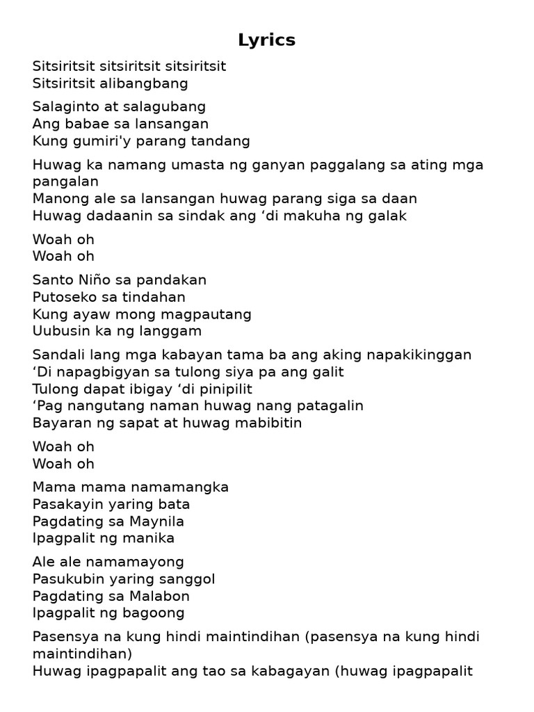 Sitsiritsit Lyrics | PDF