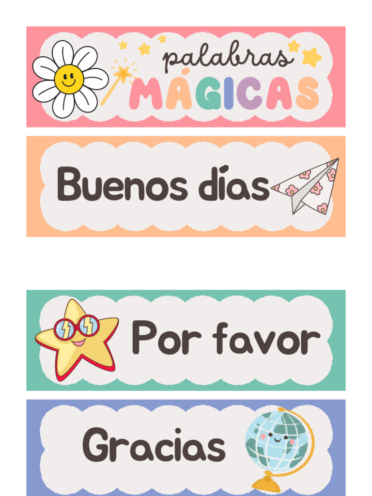 Palabras Mágicas Arcoíris Pastel | PDF