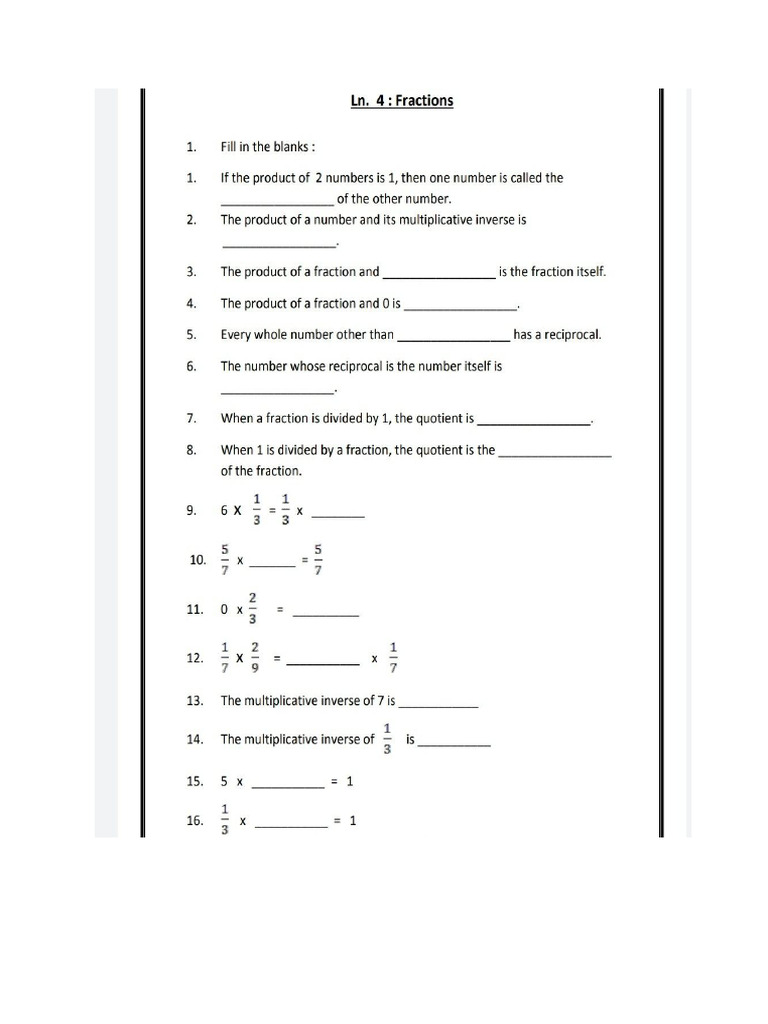 Fraction Worksheet 2 | PDF